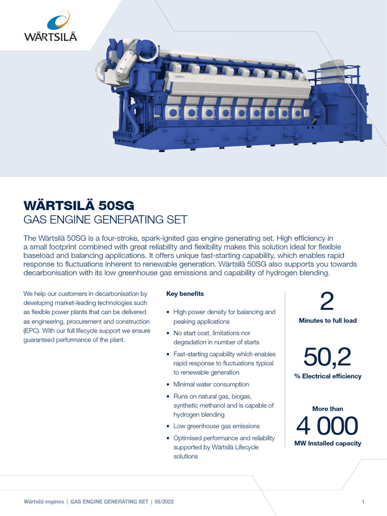Wartsila 50sg | PDF | Engines | Climate Change Mitigation