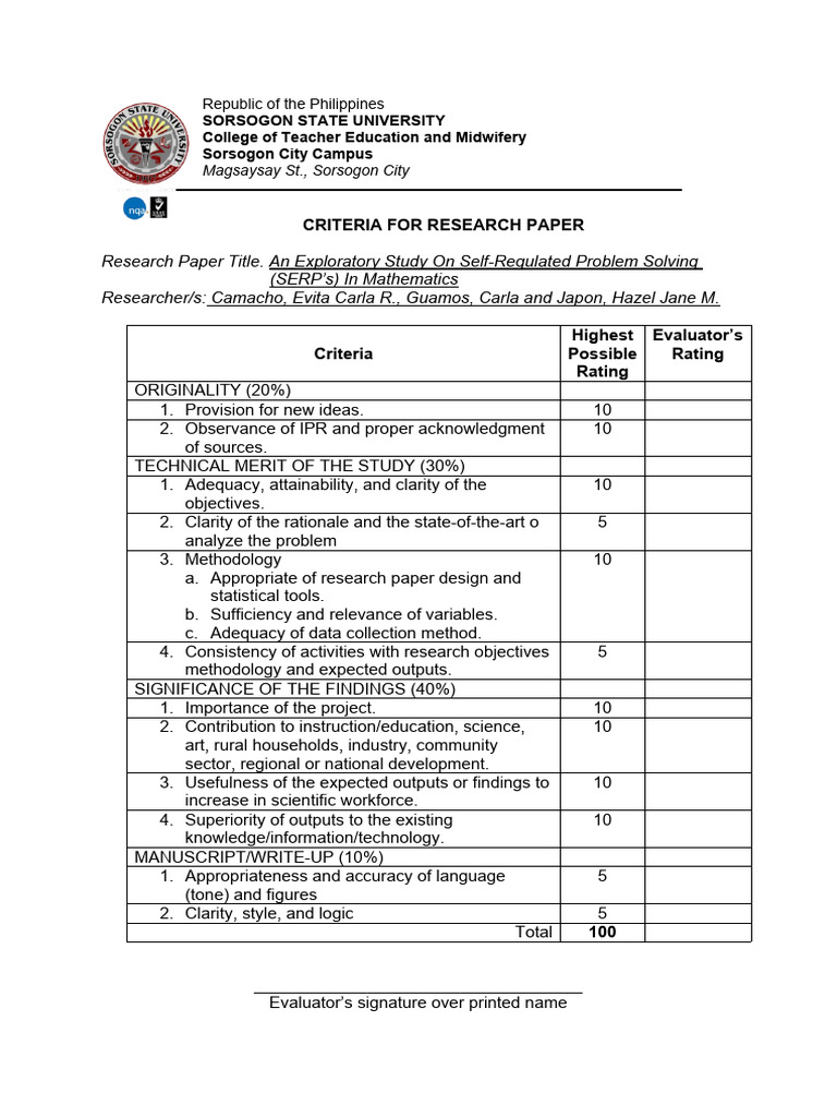 Rating Sheet Research | PDF | Academic Publishing | Science