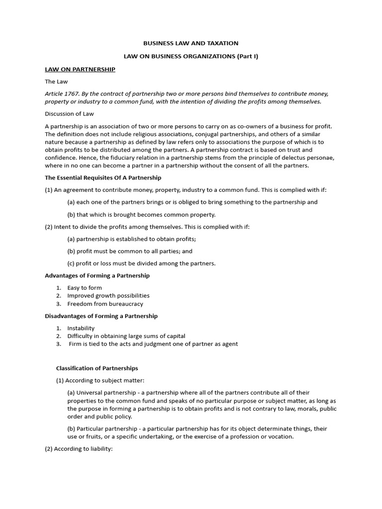 BLT Handout 3 | PDF | Partnership | General Partnership