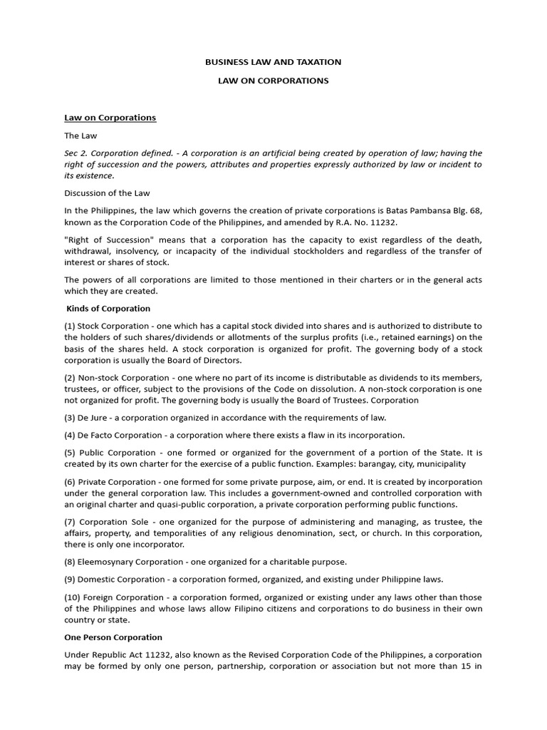 BLT Handout 4 | PDF | Corporations | Partnership