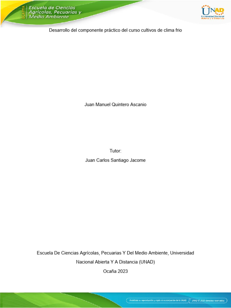 Desarrollo Del Componente Práctico Del Curso Cultivos de Clima Frio ...