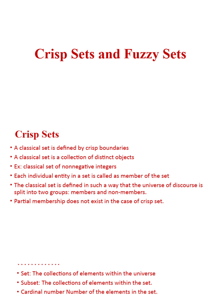 Crisp Sets and Fuzzy Sets | PDF