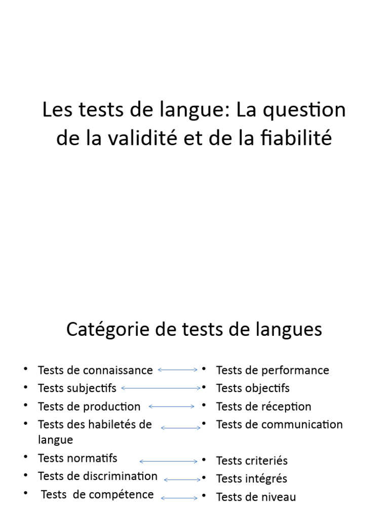 Les Tests de Langue, Validitã© | PDF