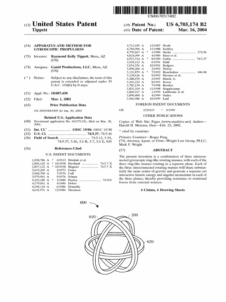 Google Patents US6705174 - Apparatus and Method For Gyroscopic ...