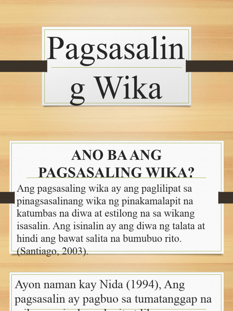 Pagsasalin G Wika | PDF
