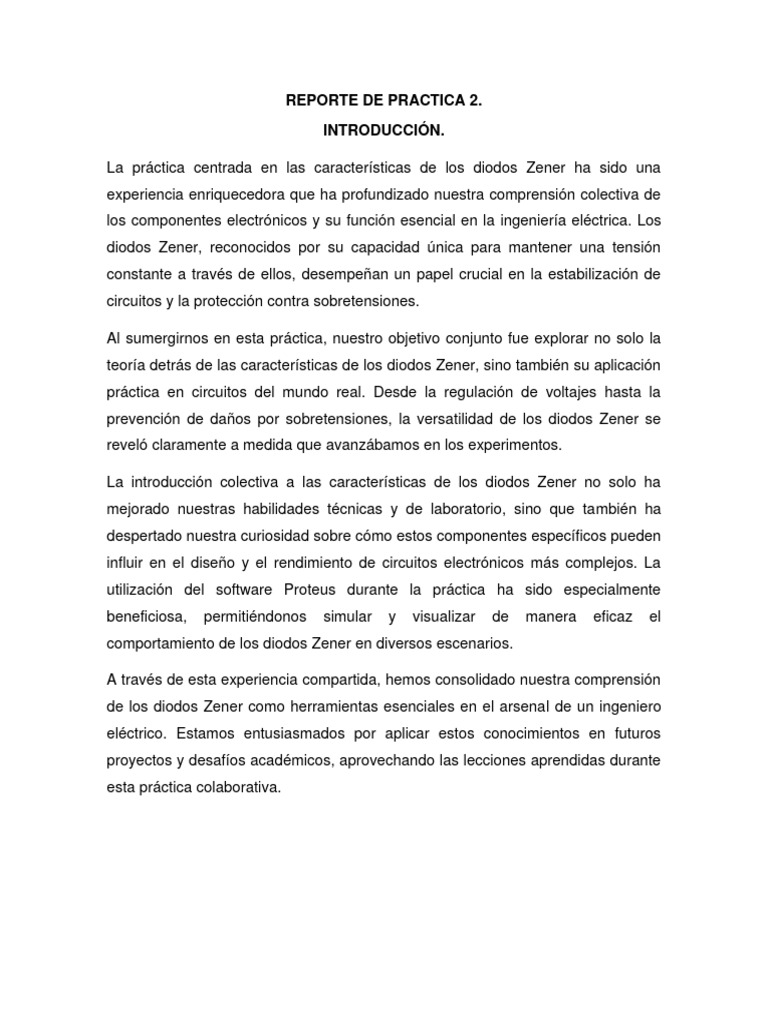 Reporte de Practica 2 | PDF | Electrónica | Red eléctrica
