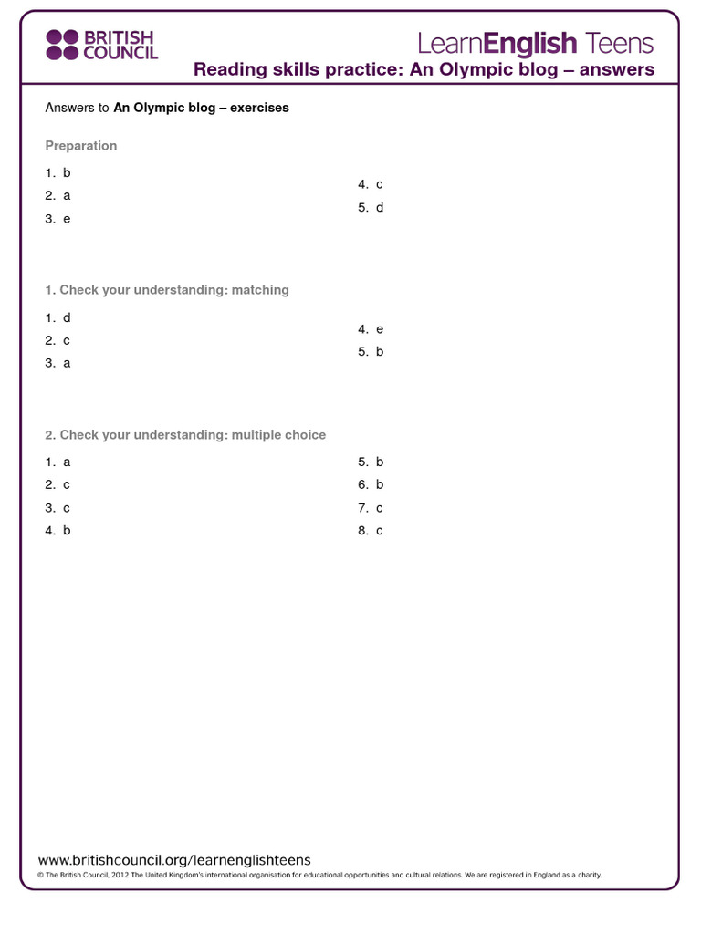 Olympic Blog Exercise Answers | PDF
