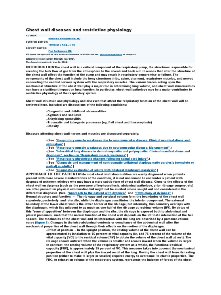 Chest Wall Diseases and Restrictive Physiology | PDF | Respiratory ...