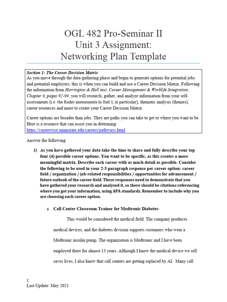unit 3 module networking plan | PDF | Goal | Mentorship unit 3 module networking plan | PDF | Goal | Mentorship