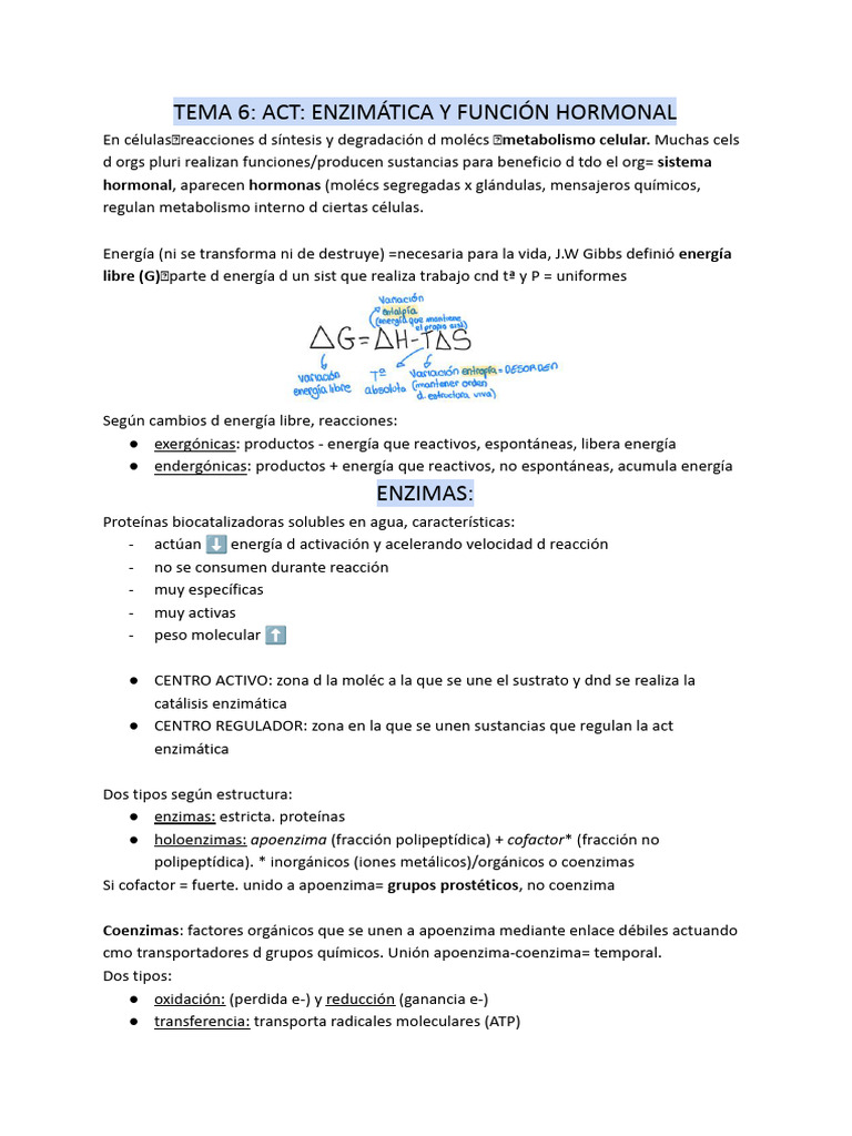 Bio Act Enzimática | PDF | Enzima | Hormona
