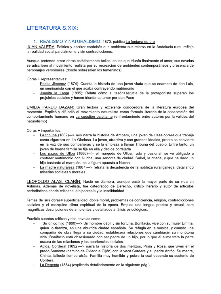 Literatura: Realismo y Naturalismo | PDF | Clásicos