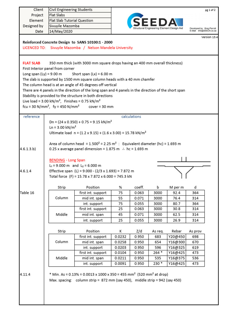 Flat Slab Tutorial 1 Solution | PDF | Architectural Elements ...