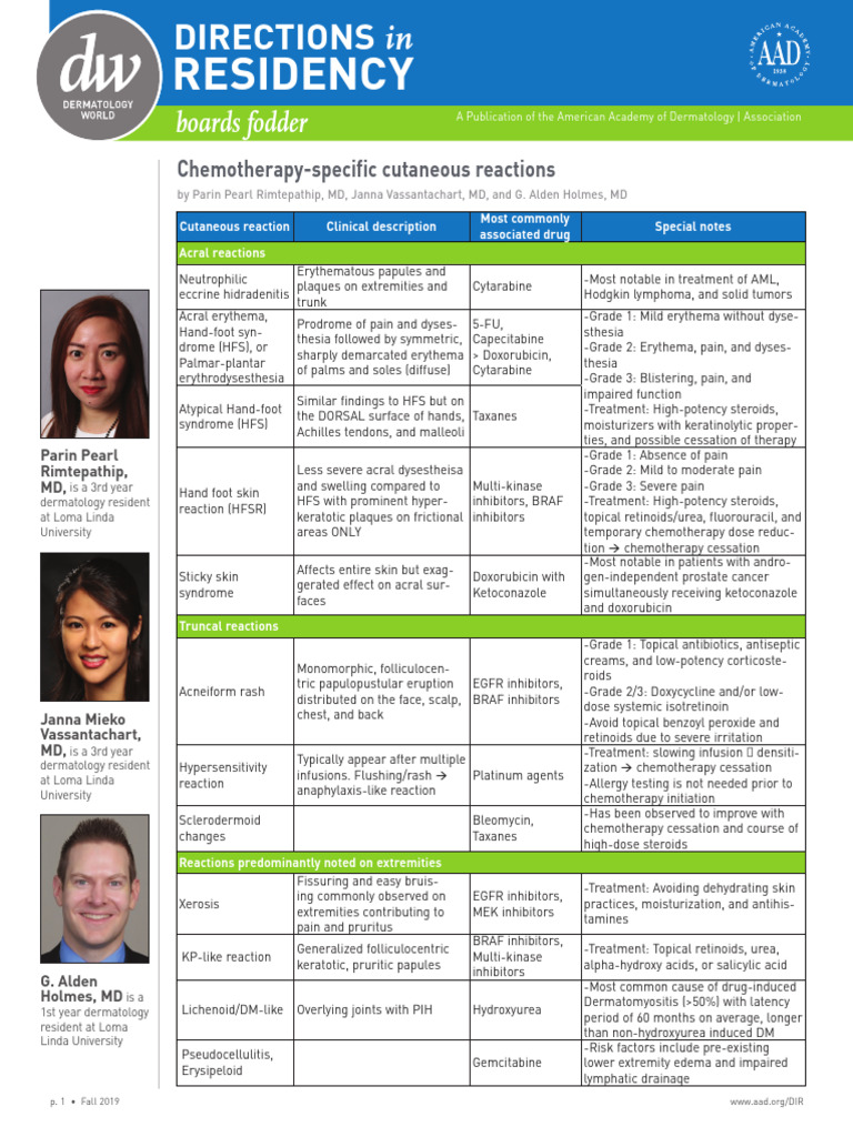 Chemotherapy Skin Reactions Guide | PDF | Chemotherapy | Medical ...