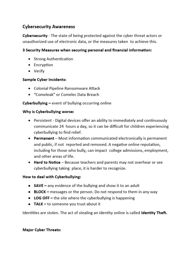 Cybersecurity Awareness and Best Practices | PDF | Malware | Cyberbullying