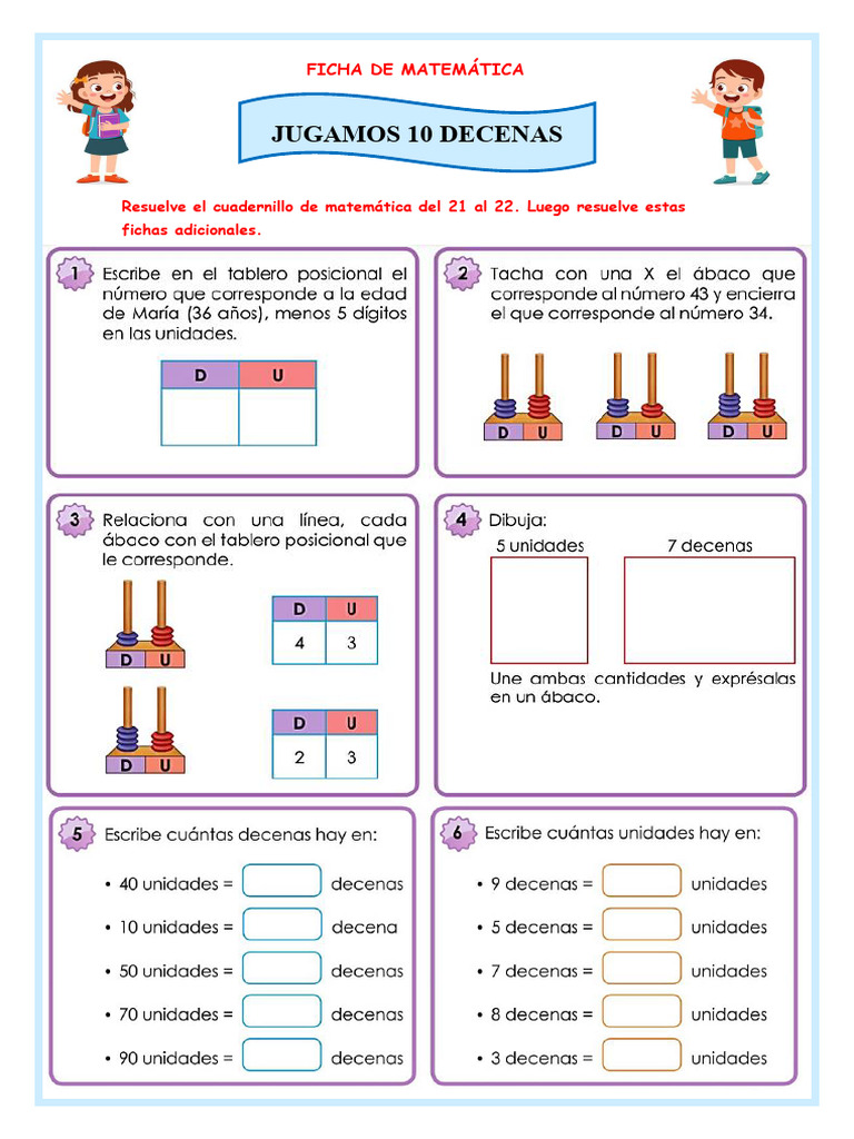 Ficha Mate Jugamos A 10 Decenas | PDF