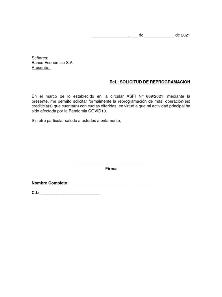 Solicitud de Reprogramacion | PDF | Finanzas y dinero
