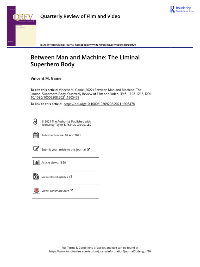 Between Man and Machine The Liminal Superhero Body | PDF