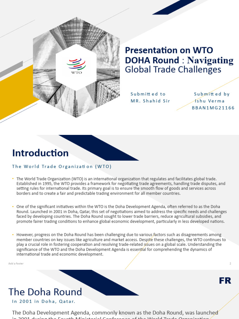 Presentation On WTO DOHA Round | PDF | Doha Development Round | World ...