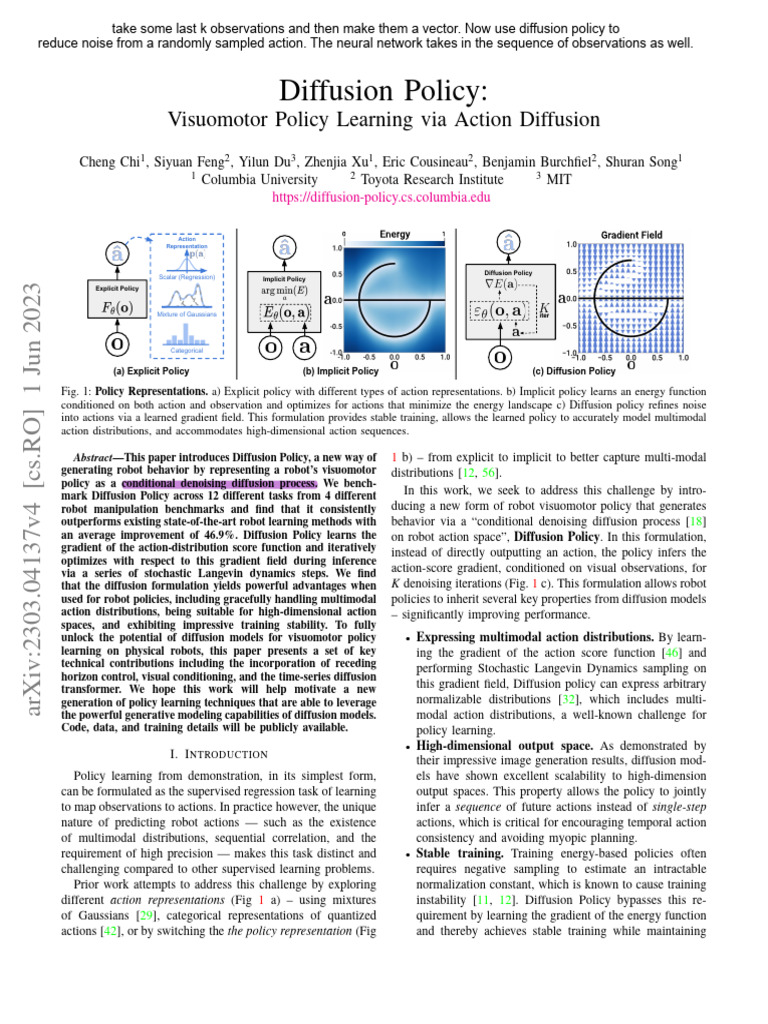 Diffusion Policy | PDF | Artificial Neural Network | Policy