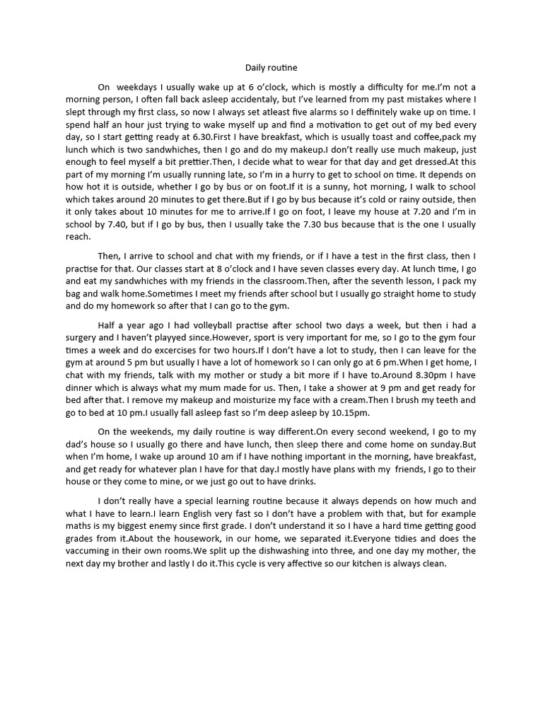 Daily Routine | PDF | Language Arts & Discipline