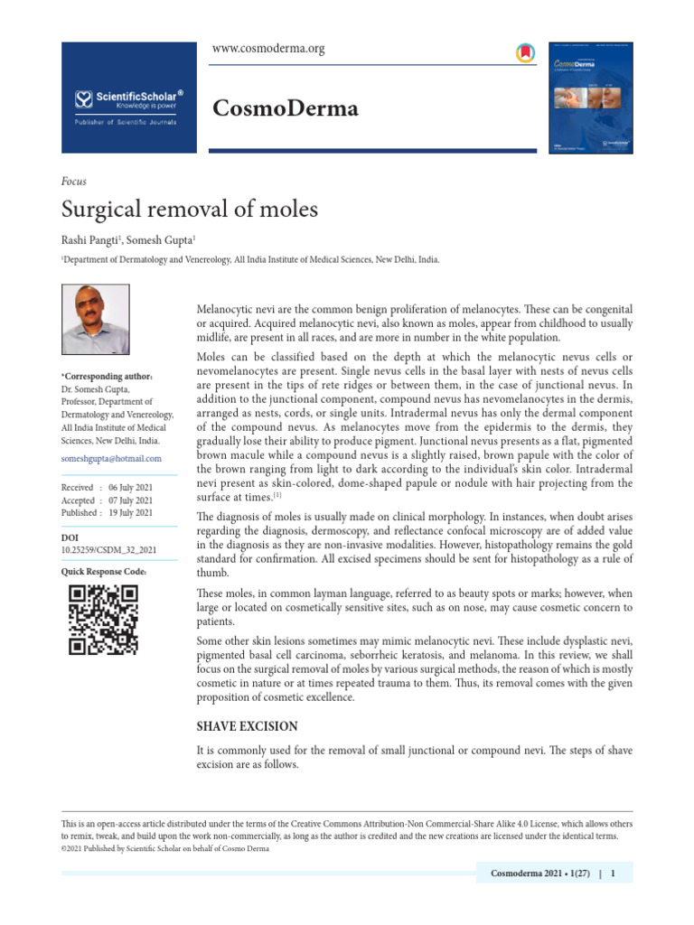 Surgical removal of moles | PDF | Skin | Integumentary System