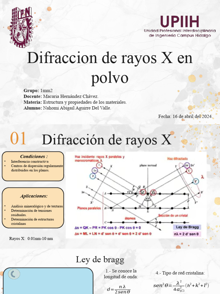 Rayos X, Ley de Bragg y Microscopio | PDF | Cristalografía de rayos X ...