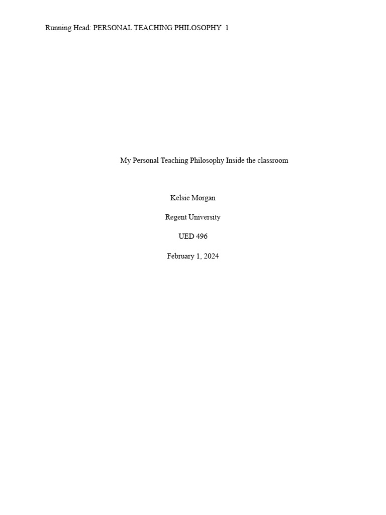 Morgan Kelsie Teaching Philosophy | PDF | Teachers | Behavior Modification