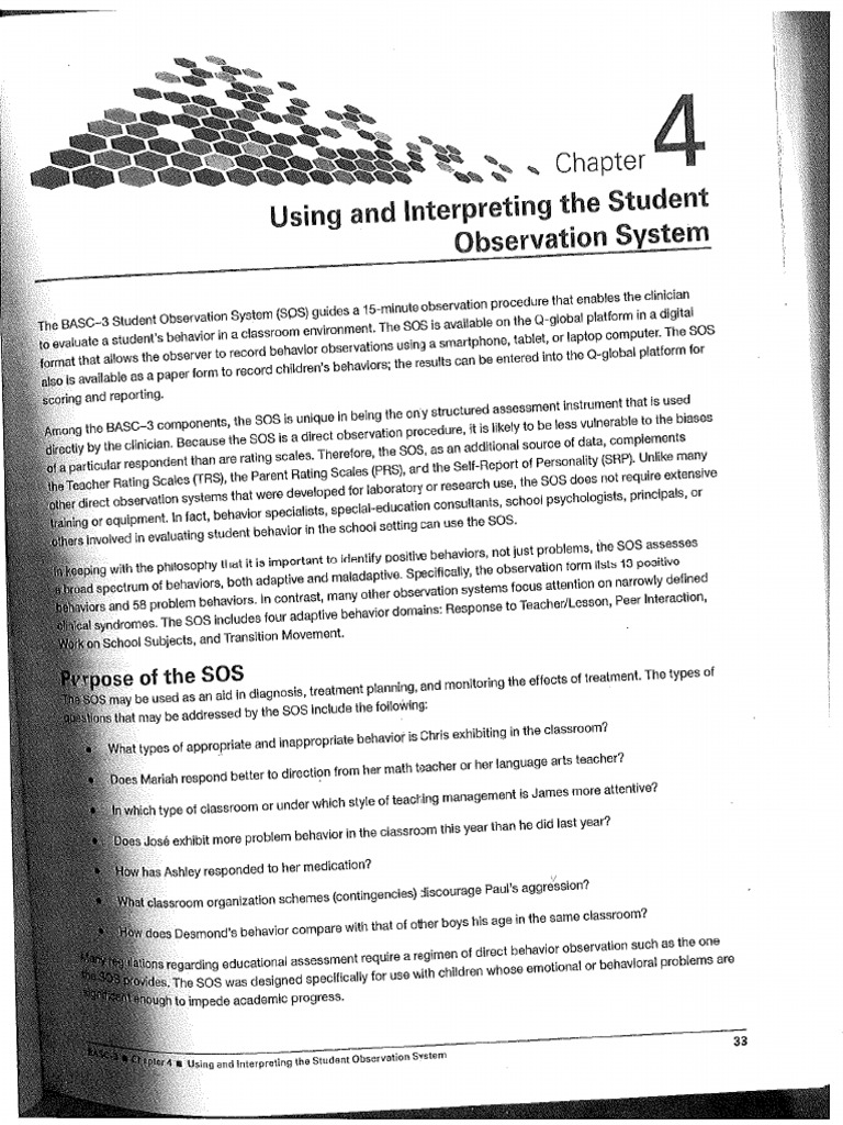 BASC-3 Ch. 4 (SOS) | PDF