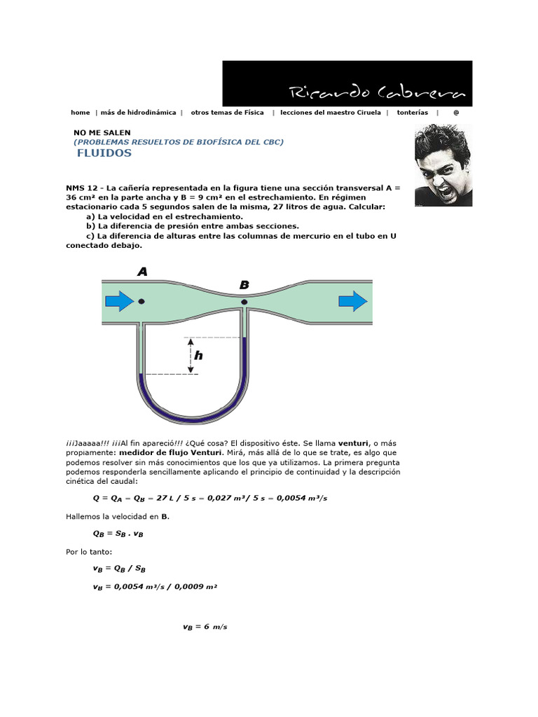 Problema Sencillo Venturi | PDF | Presión | Líquidos