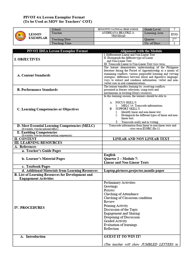 Cot 2 Eng AAT | PDF | Learning | Cognitive Science