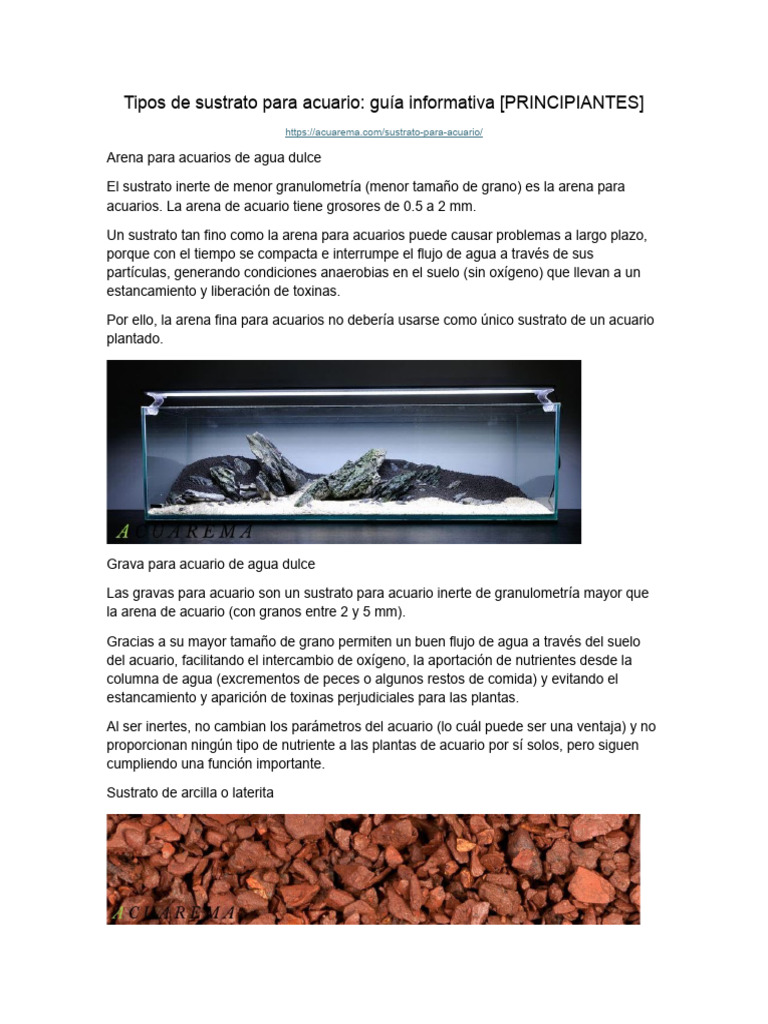Sustratos para Acuarios Plantados | PDF | Acuario | Suelo