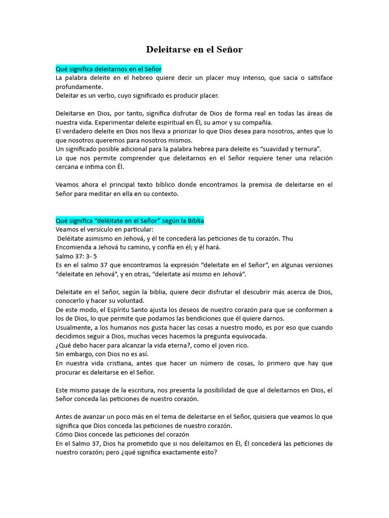Deleitarse en El Señor | PDF | Oración | Dios