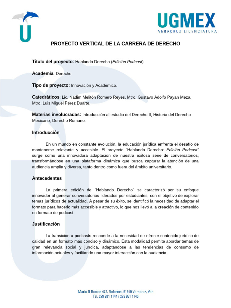 Proyecto Vertical Derecho - 2024 | PDF