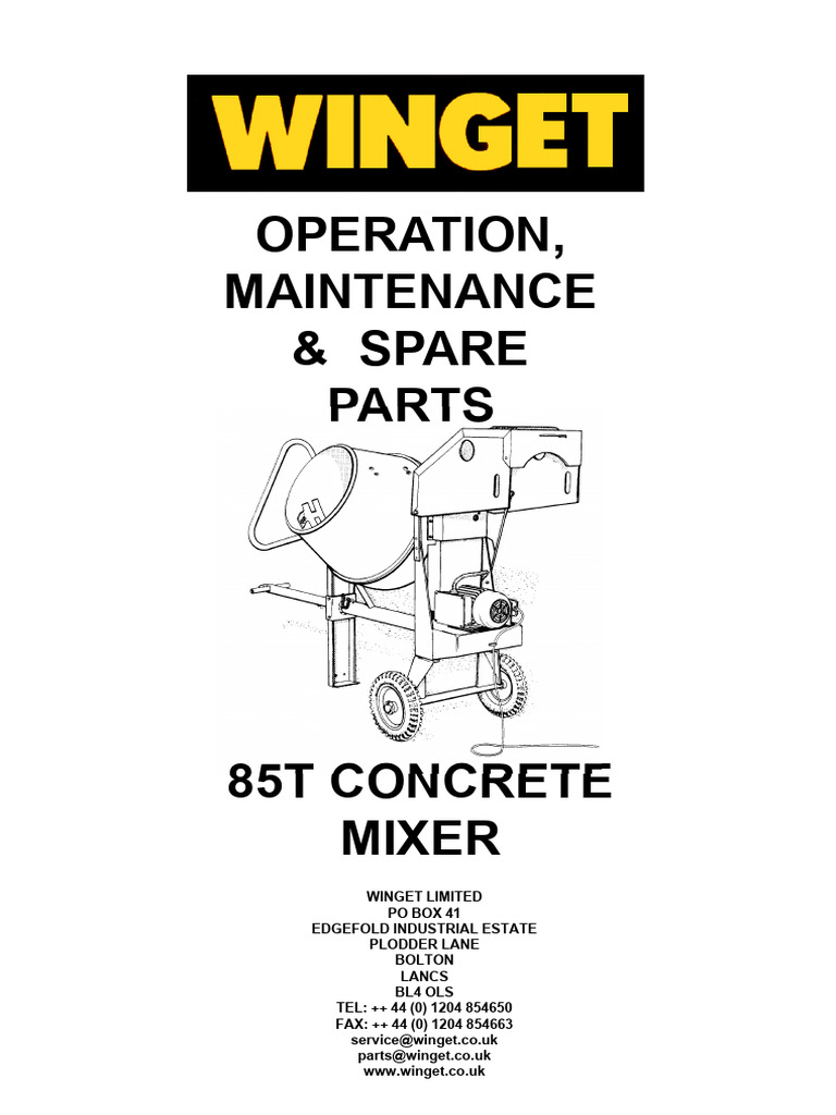 Parts and Operators Handbook 85T Mixer | PDF | Engines | Bearing ...