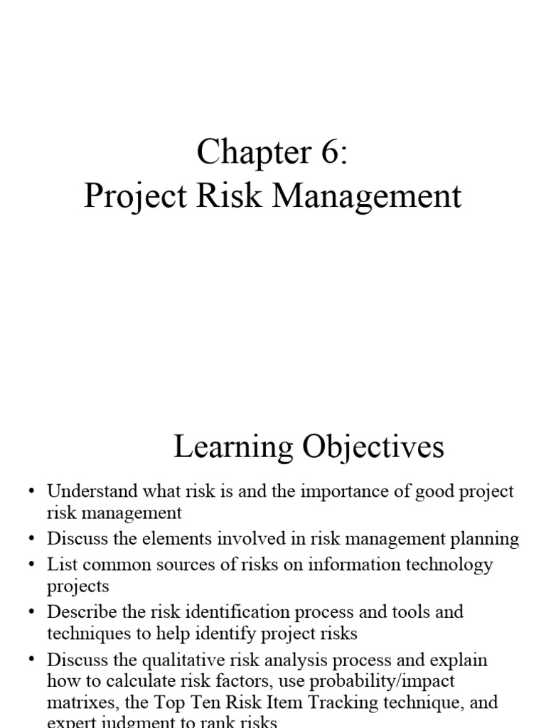 Chapter 6 Project Risk Management | PDF | Risk | Risk Management