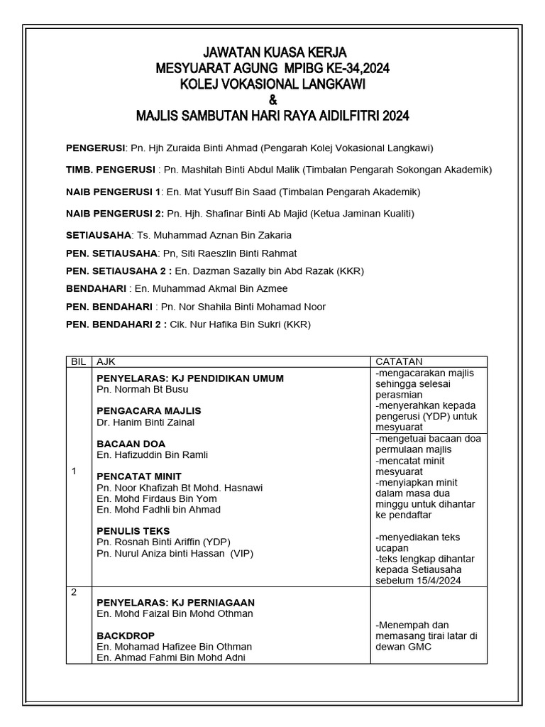 JK Kerja Mat Dan Raya | PDF