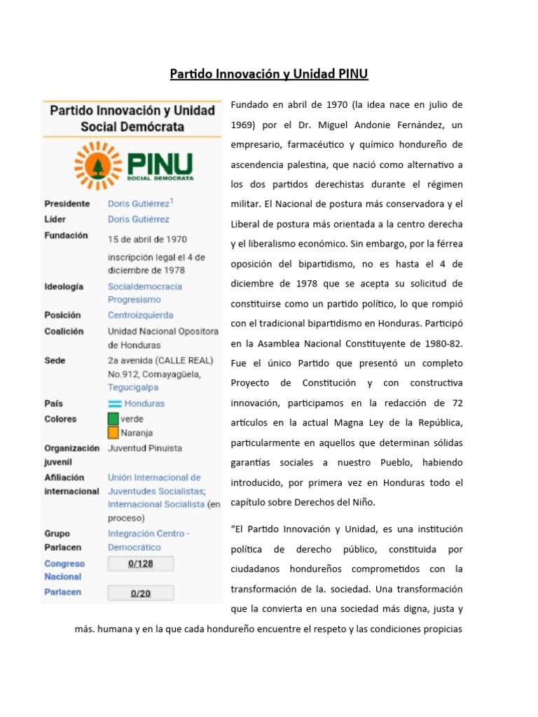 Historia y Logros del PINU-SD | PDF | Partidos políticos | Gobierno