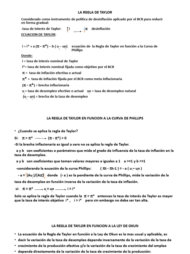 11 La Regla de Taylor - Instrumento de Politica de Desinflacion | PDF | Regla de Taylor | Curva ...