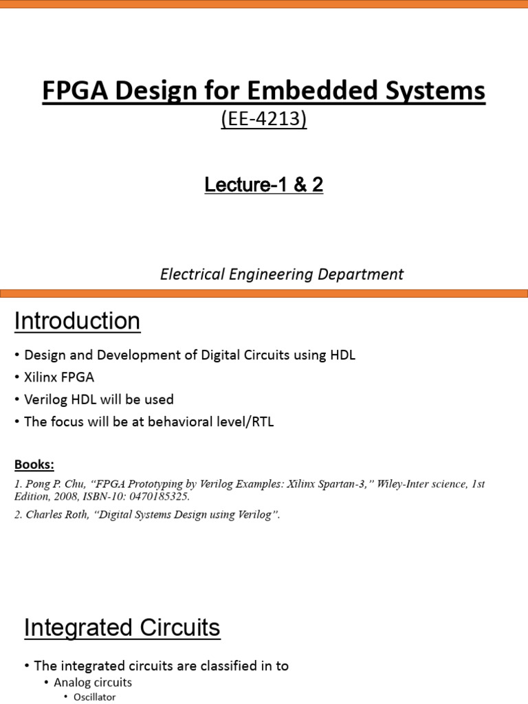 Lecture - Intro | PDF | Hardware Description Language | Field Programmable Gate Array
