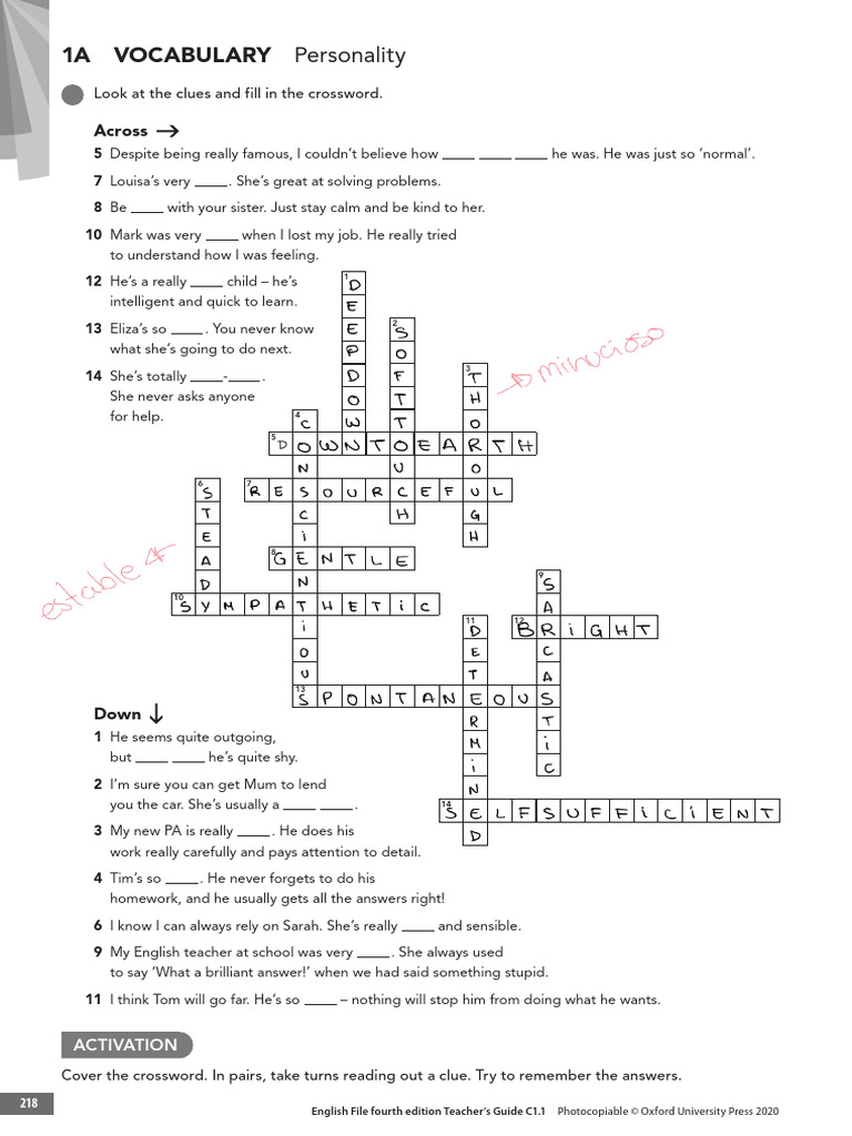 Vocabulary 1a | PDF | Crossword