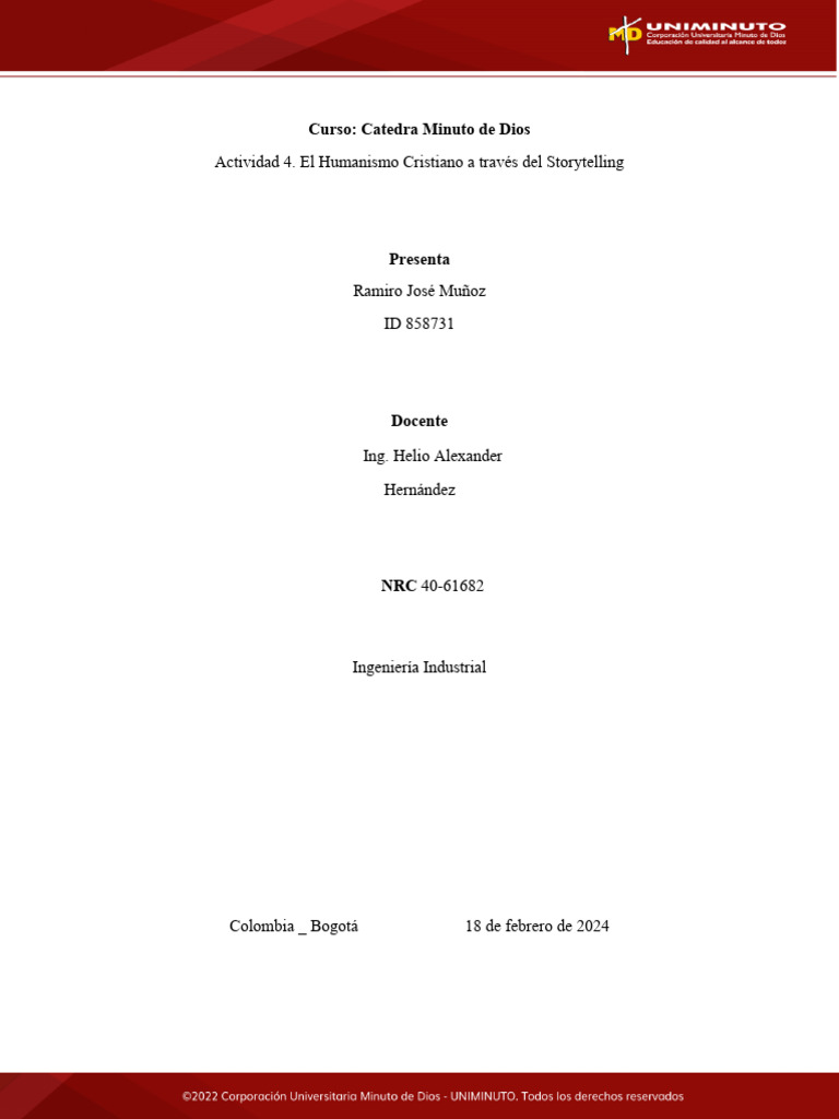 Actividad 4. El Humanismo Cristiano A Través Del Storytelling | PDF ...