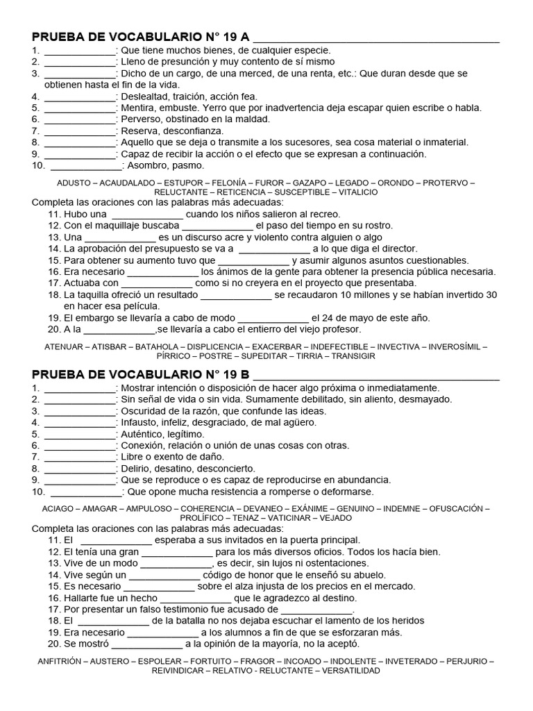 Prueba de Vocabulario 19 | PDF | Derecho
