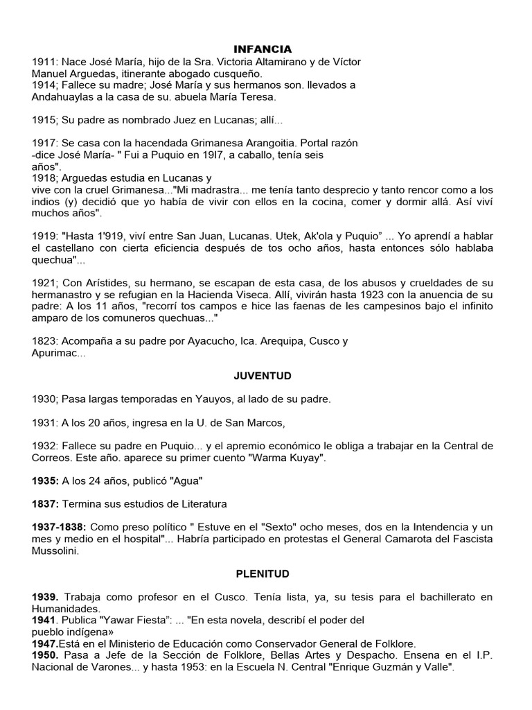 Niñez de José María Arguedas | PDF | Ciencias sociales | Clásicos