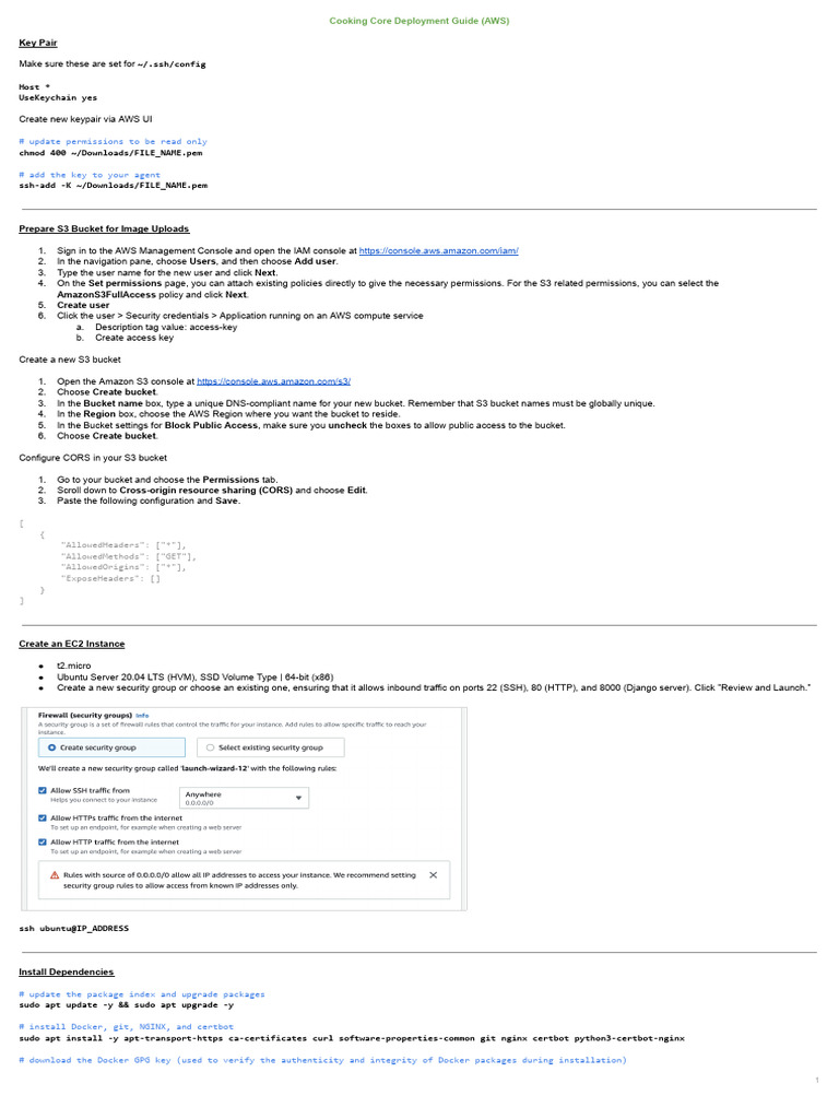 Cooking Core Deployment Guide (AWS) | PDF | Ip Address | Domain Name System