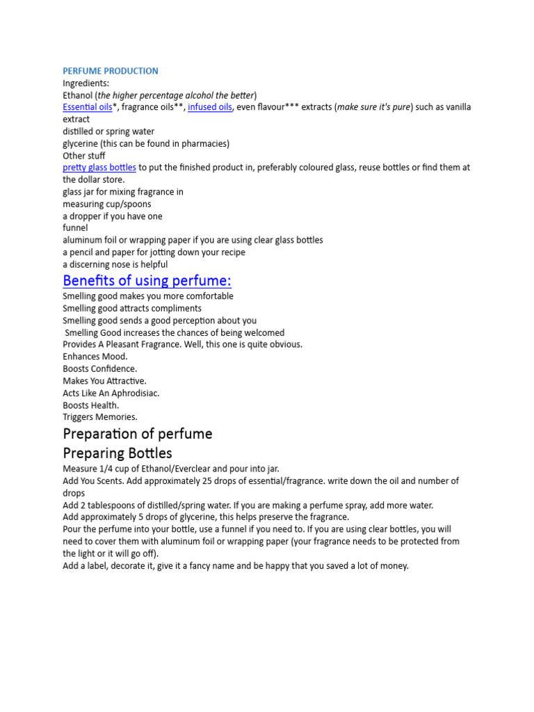 How To Make Perfume | PDF | Cooking, Food & Wine