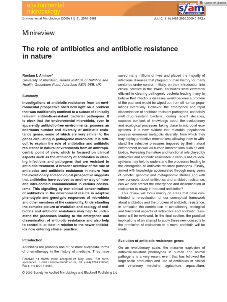 Environmental Microbiology - 2009 - Aminov - The role of antibiotics ...
