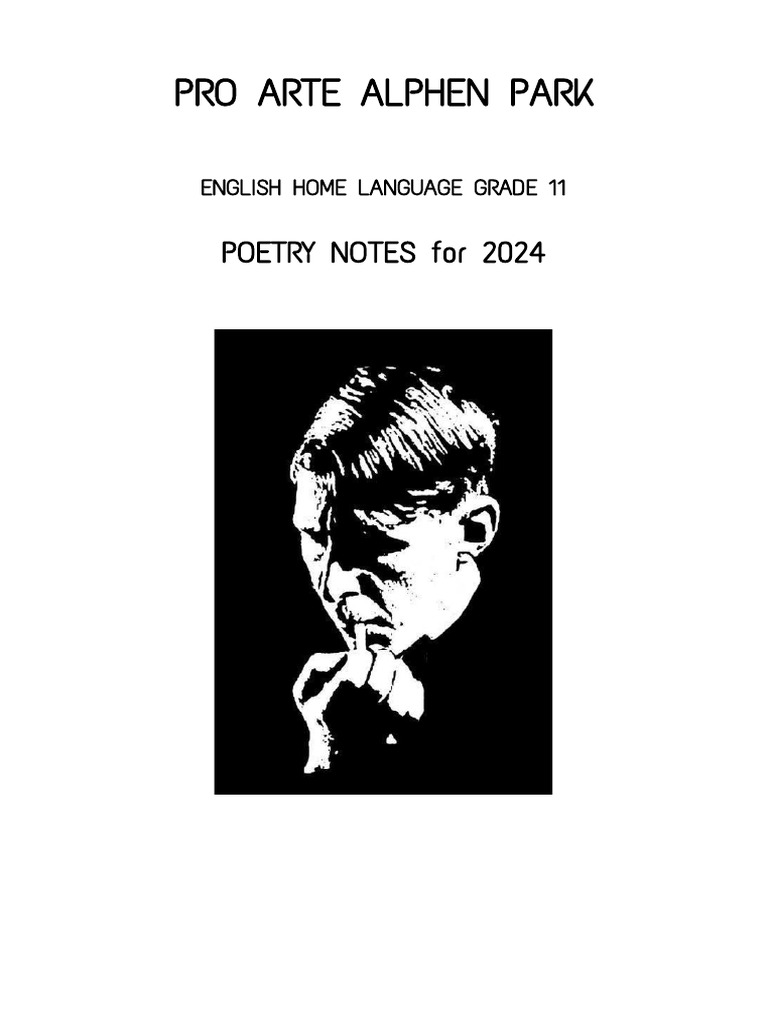 Grade 11 Poetry Study Guide 2024 | PDF | Poetry | English Poetry