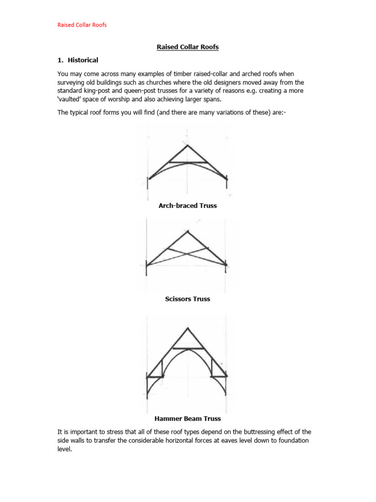 Handout 1 - Raised Collar Roofs | PDF | Truss | Bending