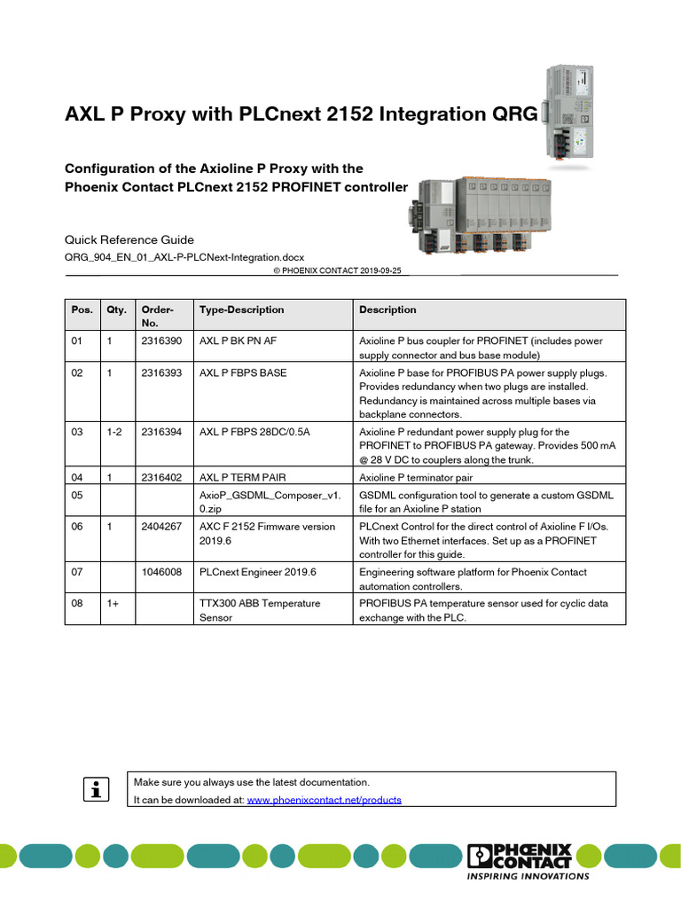 PLCnext 2152 & Axioline P Integration | PDF | Computer Hardware ...