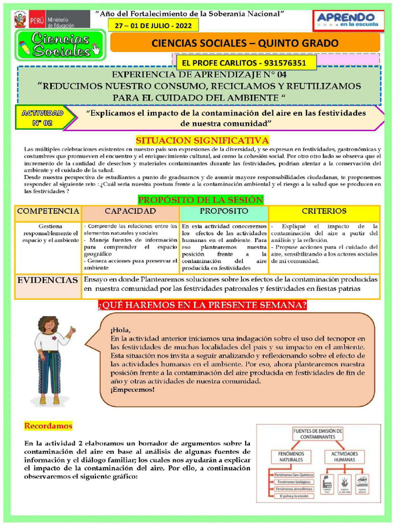 Experiencia de Aprendizaje 04 - Ciencias Sociales - Actividad 02 - 5to Grado - 00001 | PDF